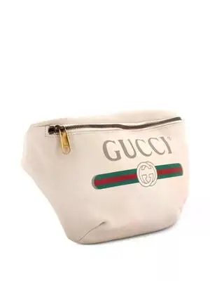 Gucci Logo Printed Leather Belt Bag - Neutrals