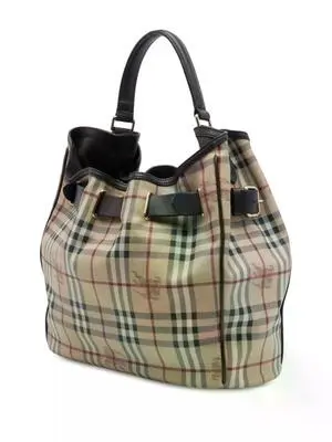 Burberry Haymarket Check Coated Canvas Walden Belted Hobo Shoulder Bag