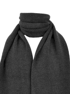 Versace Ribbed-knit Logo-patch Scarf - Grey