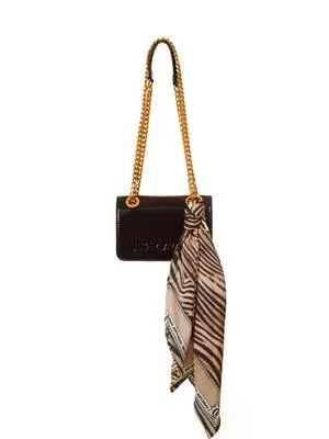 Just Cavalli Logo-embossed Shoulder Bag With Scarf Detail - Black