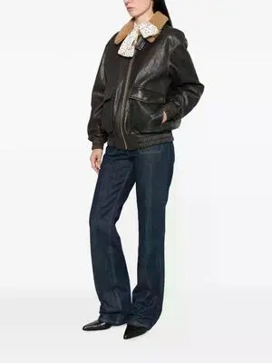 Valentino Garavani Shearling Collar Leather Jacket