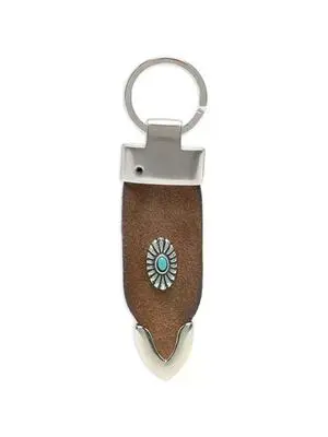 ERALDO Embellished Suede Keyring - Brown
