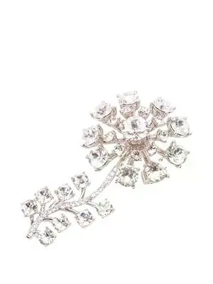 SELF-PORTRAIT Crystal-embellished Floral Brooch - Silver