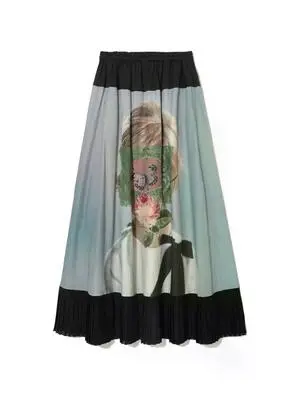 Undercover Graphic-print Pleated-hem Skirt