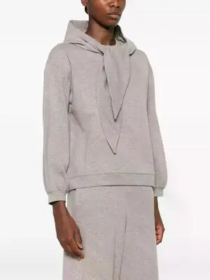 YERSE Tie-detail Hooded Sweatshirt - Grey