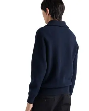 Prada Wool And Cashmere Zip-up Polo Sweater