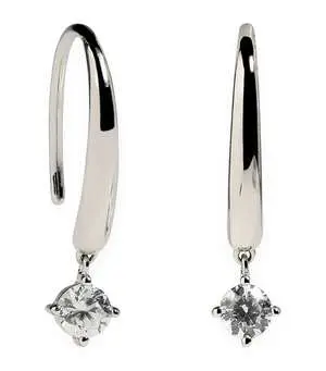 ASTRID & MIYU Rhodium-plated Sterling Crystal Charm Hook Hoop Earrings - Silver