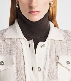 BARRIE Cashmere-wool-cotton Ribbed Jacket