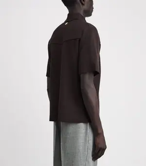 Amiri Wool Leather-trim Zip Polo Shirt