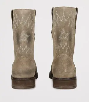 GOLDEN GOOSE Suede Embroidered Ankle Boots