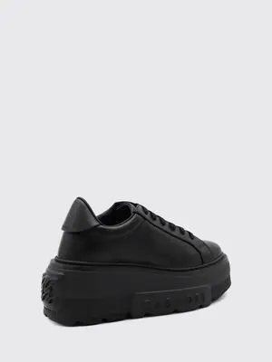 Casadei Nexus Leather Platform Sneakers With Floral Embroidery