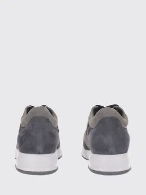 Hogan H580 Suede And Mesh Sneakers With Side Logo - Blue