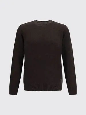 BROOKSFIELD Pure Wool Crew Neck Sweater With Ribbed Trims - Dark