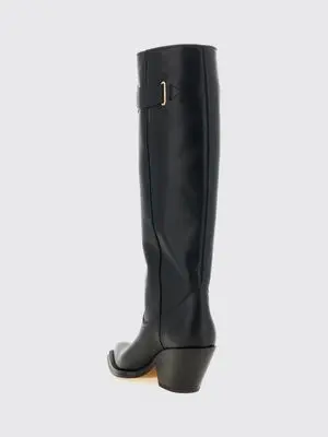 Chloé Knee-high Calfskin Cowboy Boots With Flared Heel - Black