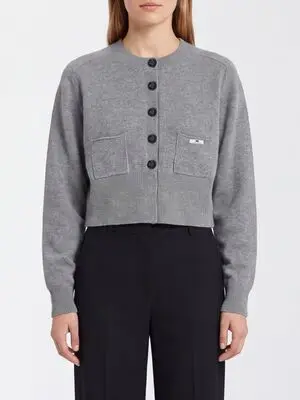Elisabetta Franchi Cropped Wool And Cashmere Blend Cardigan - Grey