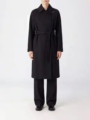FAY Long Double-breasted Wool And Cashmere Coat With Belt And Toggles - Black