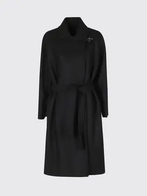 FAY Long Double-breasted Wool And Cashmere Coat With Belt And Toggles - Black