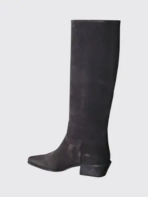 SEMICOUTURE Suede Knee-high Boots With Low Heel
