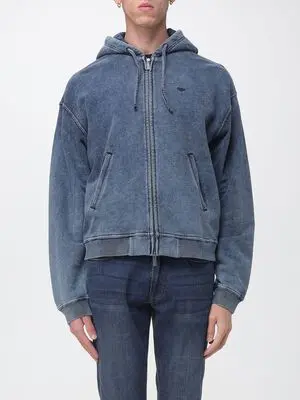 Emporio Armani Cotton Zip-up Hoodie Sweatshirt With Embroidered Logo - Navy