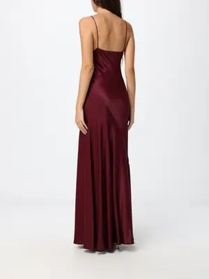 Alberta Ferretti Viscose Long Slip Dress With Front Slit - Wine