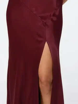 Alberta Ferretti Viscose Long Slip Dress With Front Slit - Wine