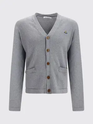 VIVIENNE WESTWOOD Orb Logo Cotton And Cashmere Cardigan - Grey