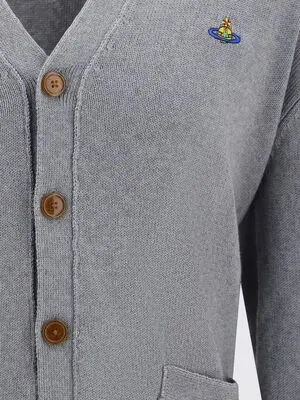 VIVIENNE WESTWOOD Orb Logo Cotton And Cashmere Cardigan - Grey