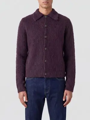 Dries Van Noten Alpaca And Merino Wool Polo Cardigan - Violet