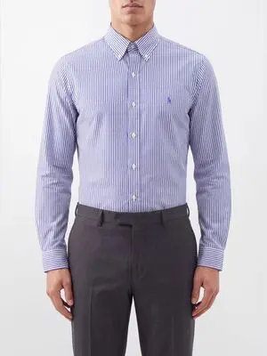 Polo Ralph Lauren Slim Fit Striped Stretch-cotton Shirt With Pony Logo - Blue 1