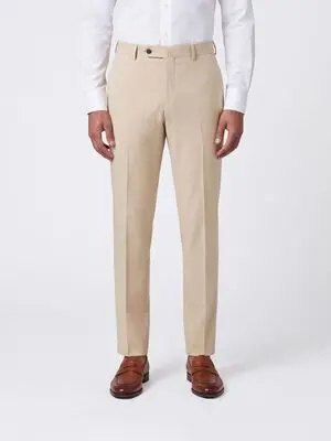 PT TORINO Slim Fit Cotton And Silk Tailored Trousers - Beige