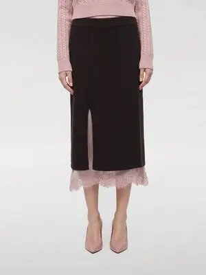 Pinko Ribbed Knit Pencil Skirt With Lace Trim