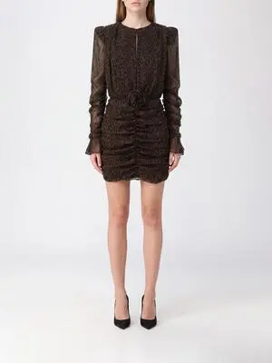 ROTATE BY BIRGER CHRISTENSEN Animal Print Ruched Sleeve Mini Dress - Brown