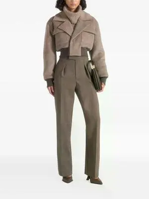 Manière De Voir Taupe Wool Bomber Jacket - Neutrals
