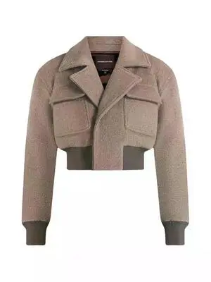 Manière De Voir Taupe Wool Bomber Jacket - Neutrals