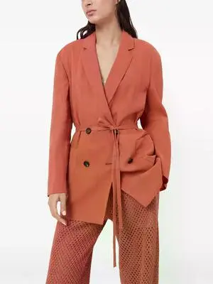Brunello Cucinelli Double-breasted Belted Cotton Blazer