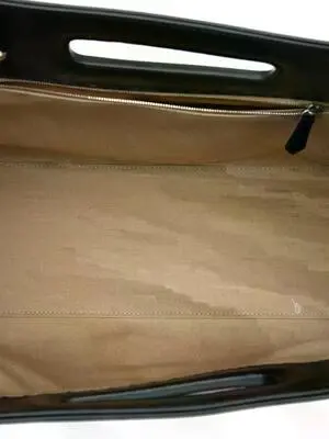 Fendi Canvas Logo Cut Out Handle Shopper Tote Satchel