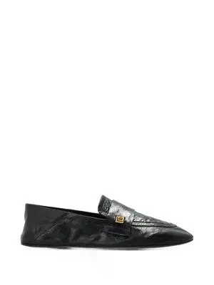 Balmain Logo-plaque Leather Loafers - Black