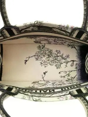 Dior 2025 Medium Canvas Floral Embroidered Book Tote Bag