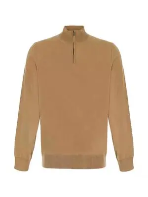 BOSS Quarter-zip Wool Sweater - Neutrals