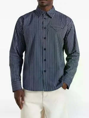 Manière De Voir Navy Pinstripe Long Sleeve Shirt - Blue