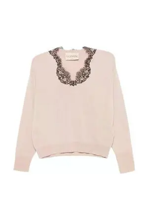 Valentino Garavani Lace-trim Sweater - Pink