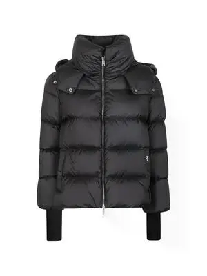 Add Hooded Single-breasted Coat - Black