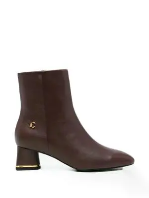 COCCINELLE Logo-plaque Leather Ankle Boots - Red