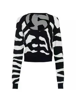 Moschino All-over Zebra Print Long Sleeve Sweater - Black