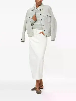 Brunello Cucinelli High-waisted Denim Midi Skirt