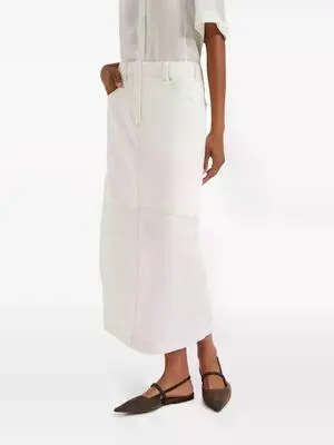 Brunello Cucinelli High-waisted Denim Midi Skirt