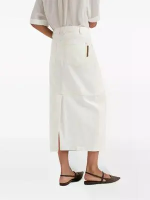 Brunello Cucinelli High-waisted Denim Midi Skirt