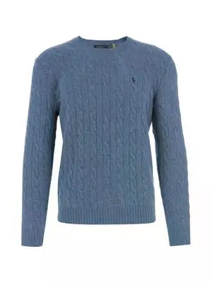 Polo Ralph Lauren Cable-knit Embroidered-logo Sweater - Blue