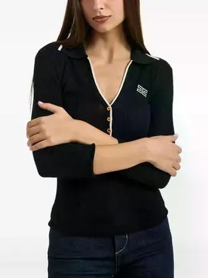 Elisabetta Franchi Ribbed-knit Logo-plaque Polo Shirt