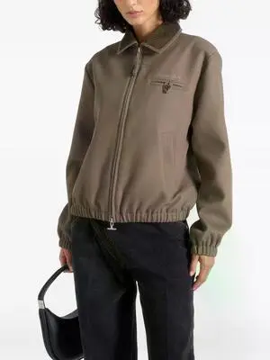Manière De Voir Signature Twill Jacket With Vegan Suede Collar
